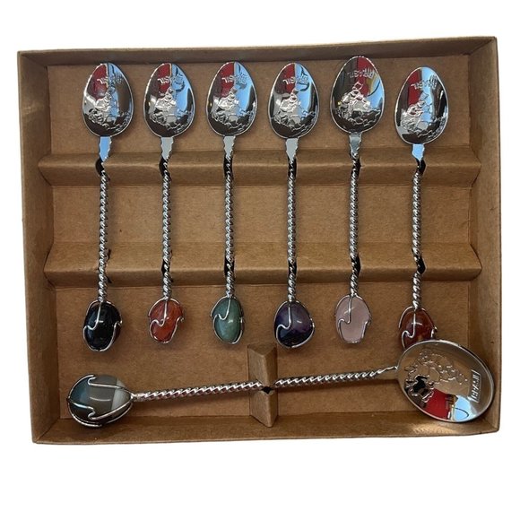 Estilo | Dining | Vintage Estilo Gemstone Agate Spoon Set 7 Piece Set ...